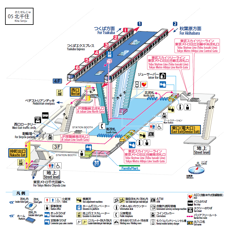 Minami-Senju｜Route map & Station information | TSUKUBA EXPRESS