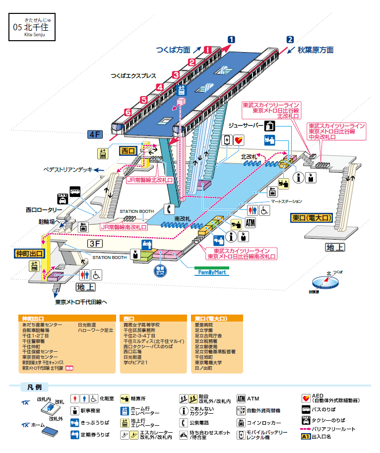 Kita-Senju｜Route map & Station information | TSUKUBA EXPRESS
